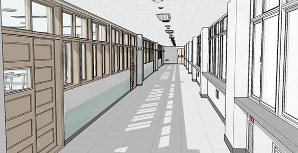 Classroom + Corridor + Stairs, Rooftop