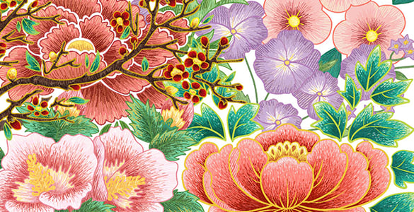Oriental Floral Embroidery 40 Types