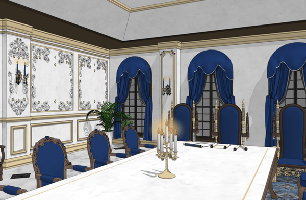 Romantic Fantasy Noble Meeting Room + Hallway