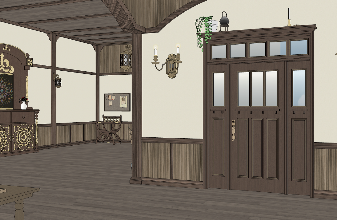 Dormitory Corridor + Stairs for Fantasy Background