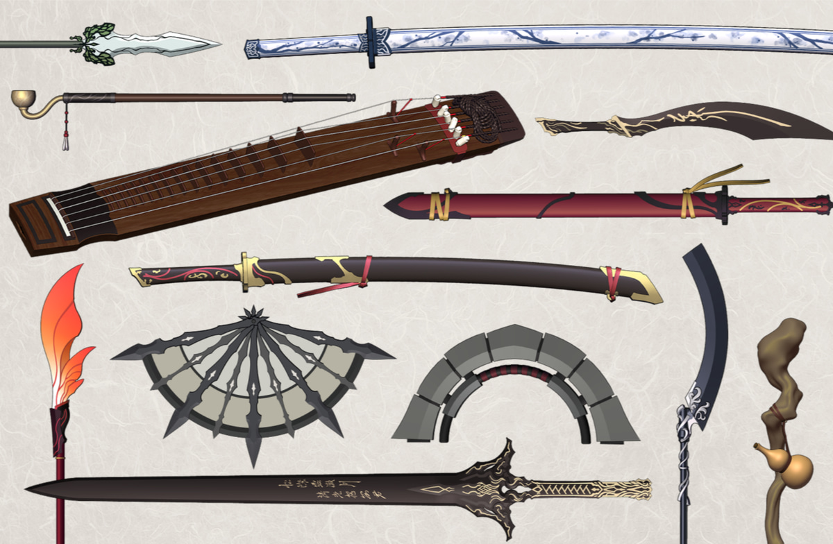 [3️⃣월할인20%]클립스튜디오 3D 동양 판타지 무기 풀세트