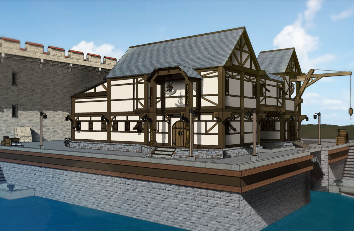 Medieval Fantasy Style Shipyard (Port Town)