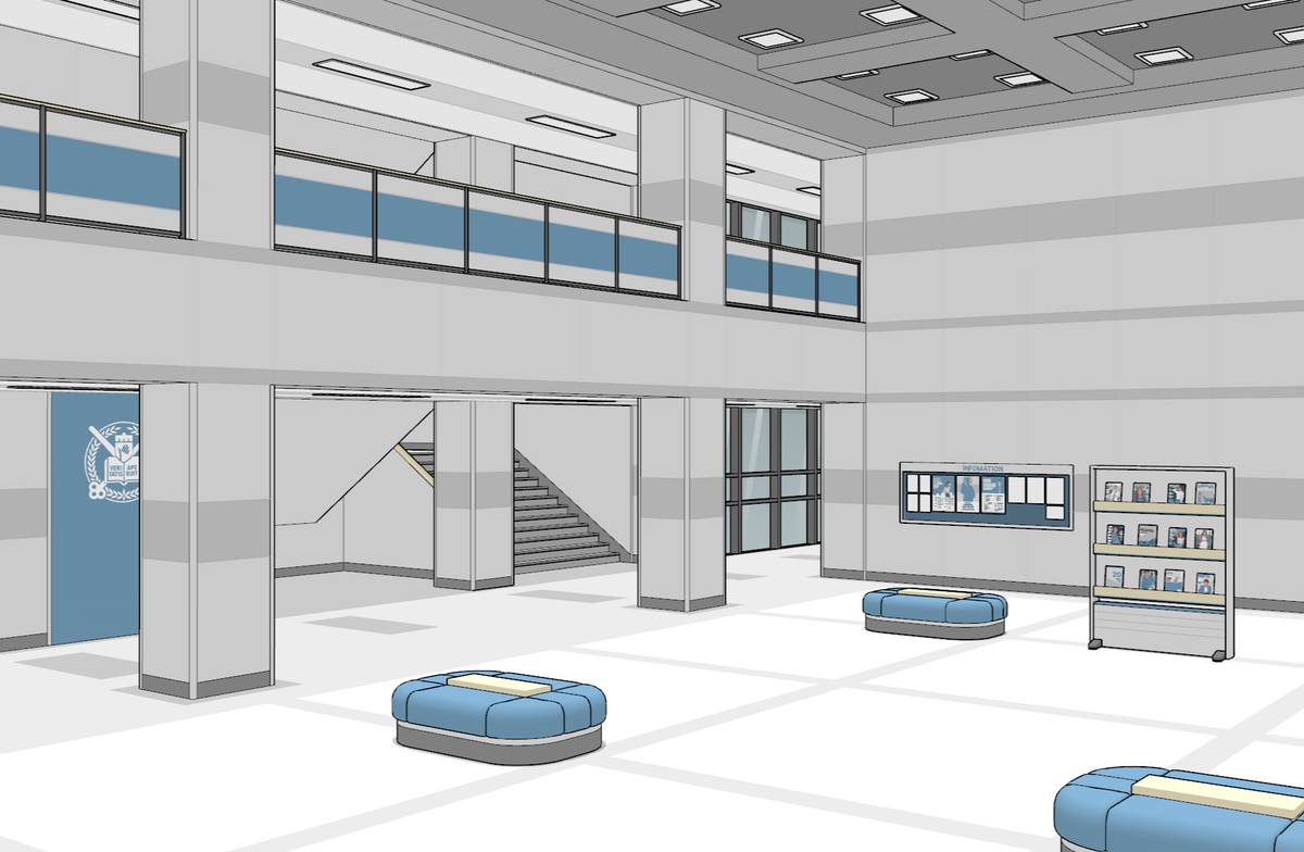 the lobby of the university's general lecture hall