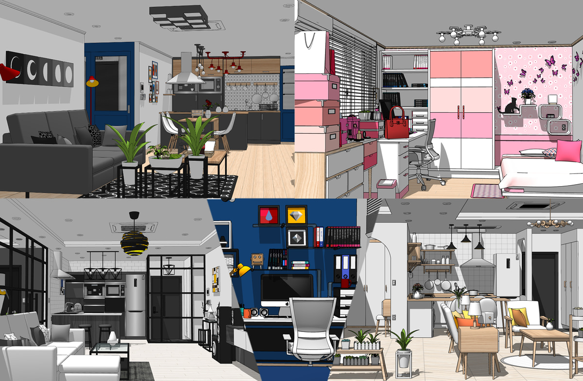 Three Types of Residential Space Set