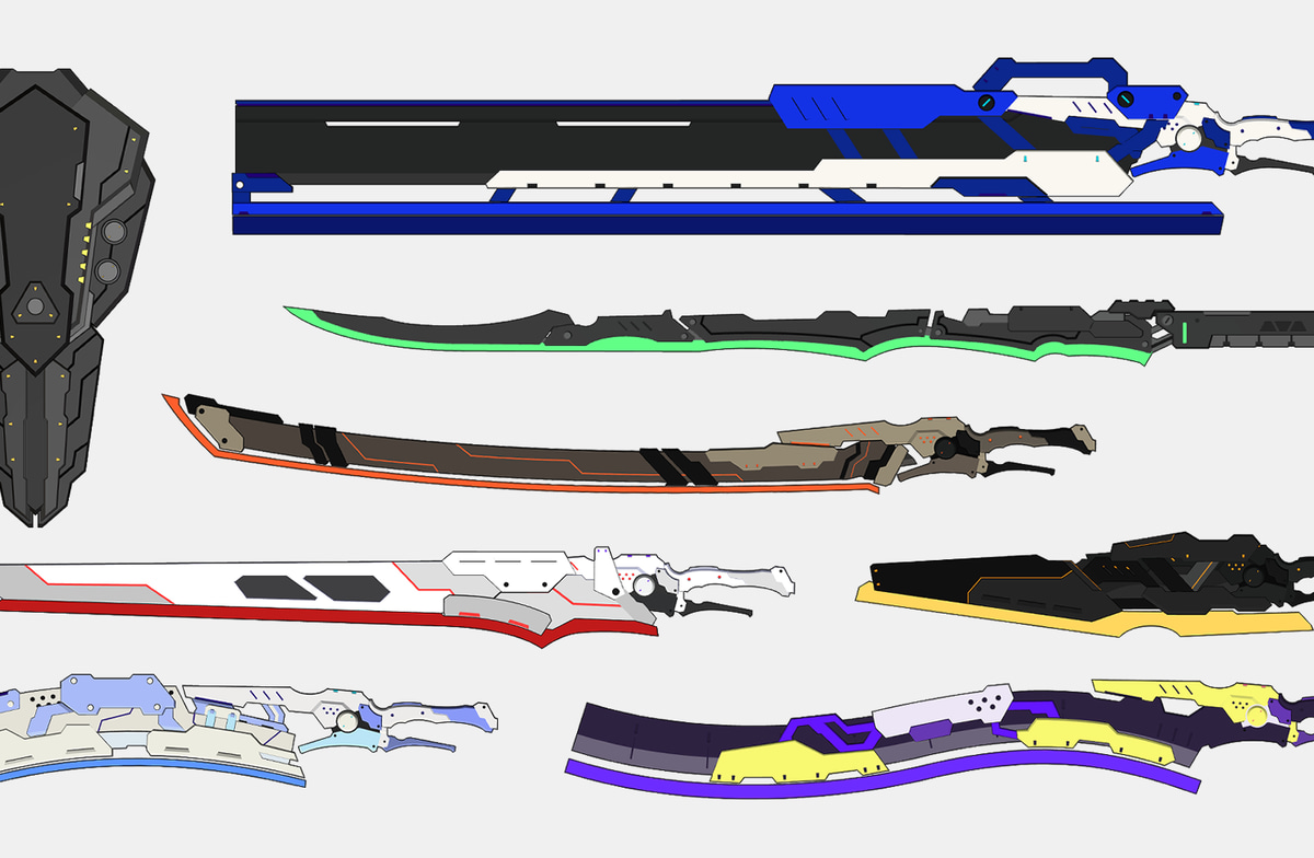 [CLIP 3D] SF weapon and prop A - Sword, shield, etc.
