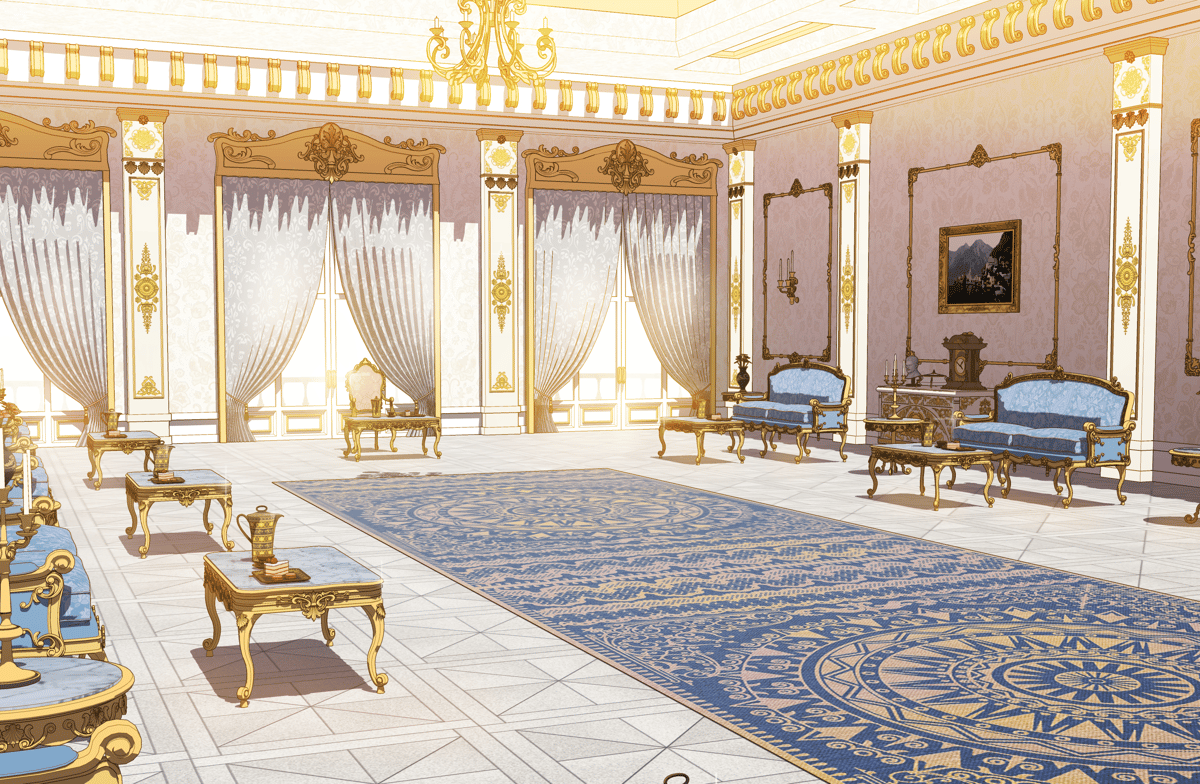 Romantic Fantasy Style Mansion Drawing Room Interior