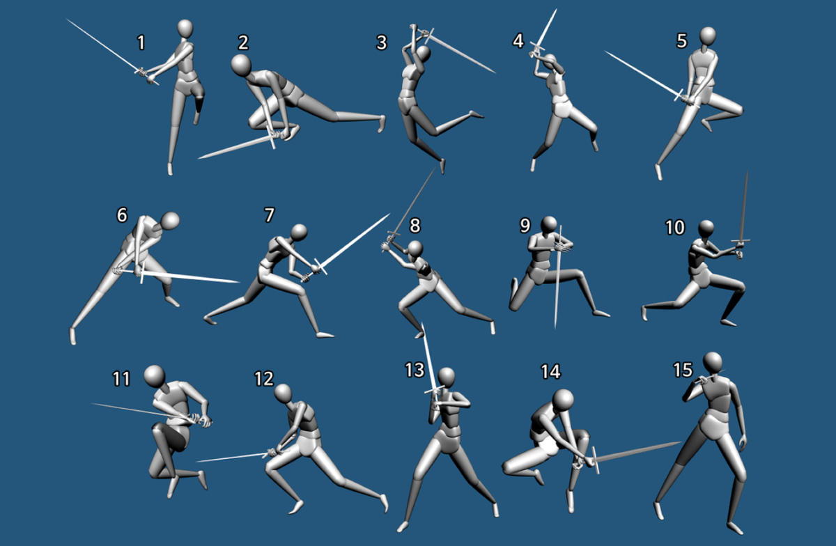 Clip Studio Fantasy Action Pose - 10 Double Hand Sword