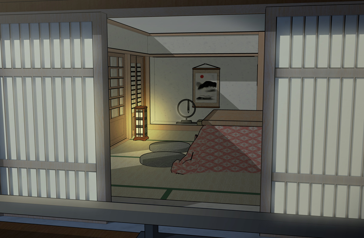 Japanese Tatami Room with Kotatsu Table