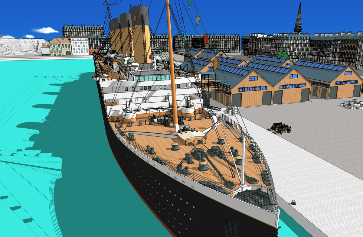 Steam Cruise Ship - Exterior + Pier